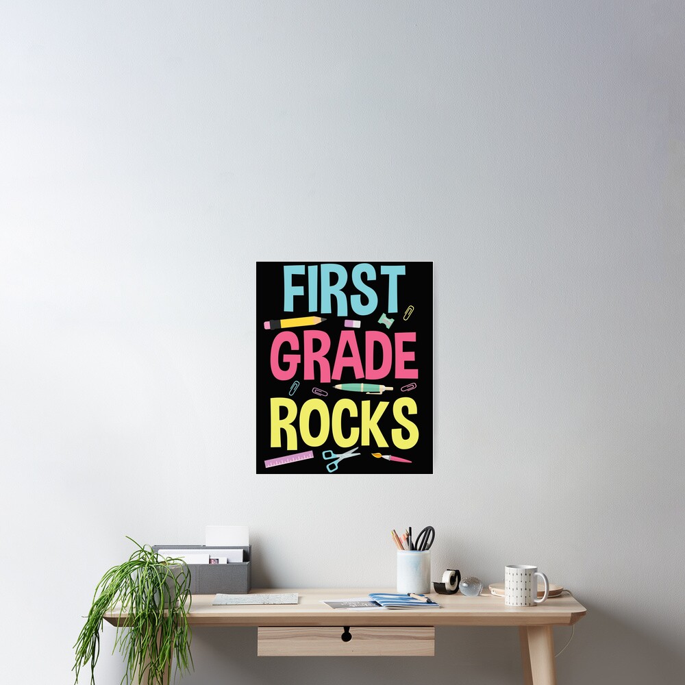 "First Grade Rocks for 1st Grade Teachers" Poster for Sale by ...