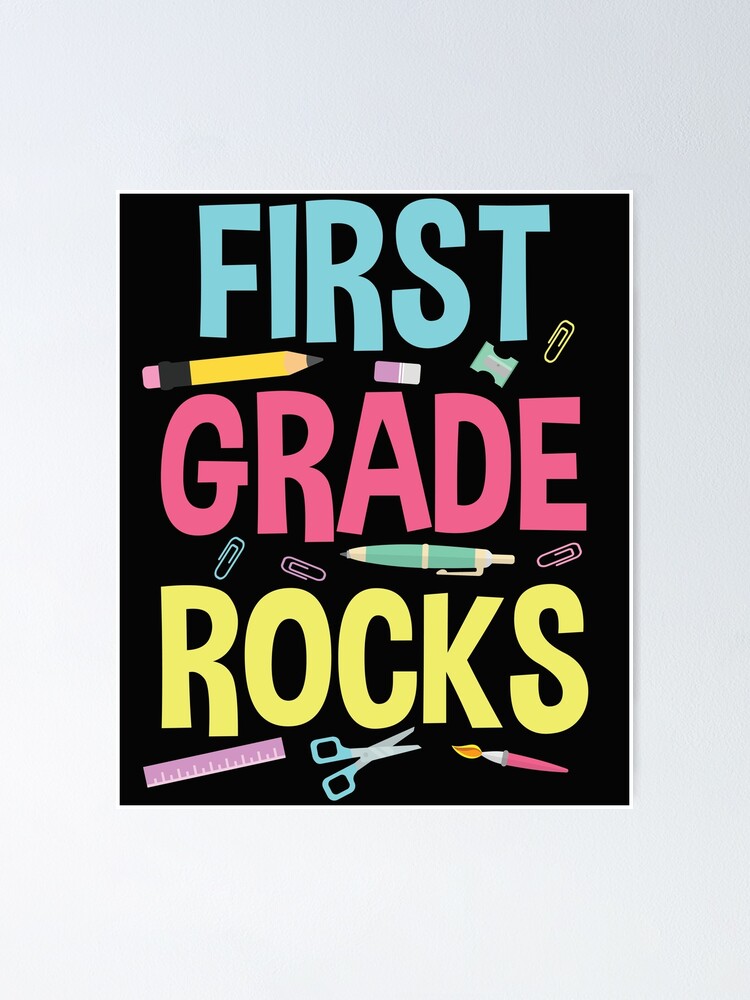 "First Grade Rocks for 1st Grade Teachers" Poster for Sale by ...