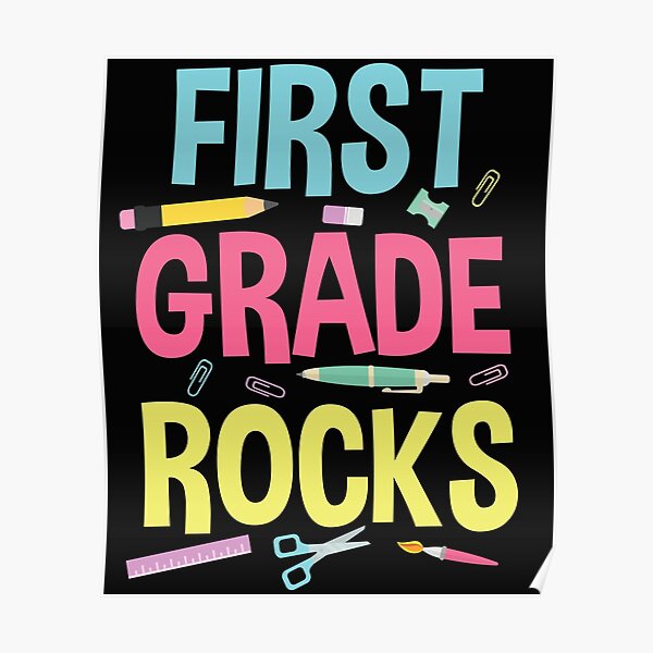"First Grade Rocks for 1st Grade Teachers" Poster for Sale by ...