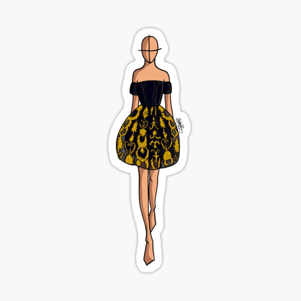 "Black and Gold Prom Dress" Sticker by adhdesigns5 | Redbubble