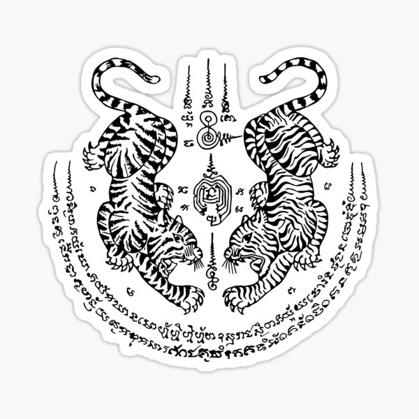 "Tiger Sak Yant" Sticker for Sale by Karunaaaa | Redbubble