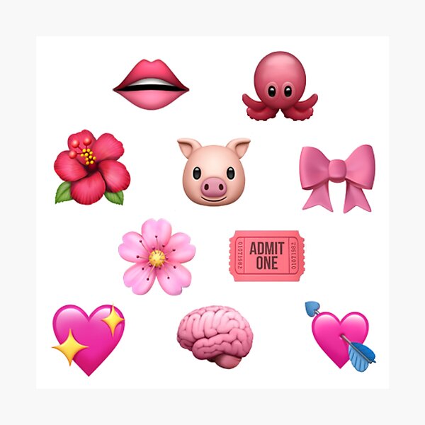 "Pink Emoji Sticker Pack" Photographic Print for Sale by Smol ...