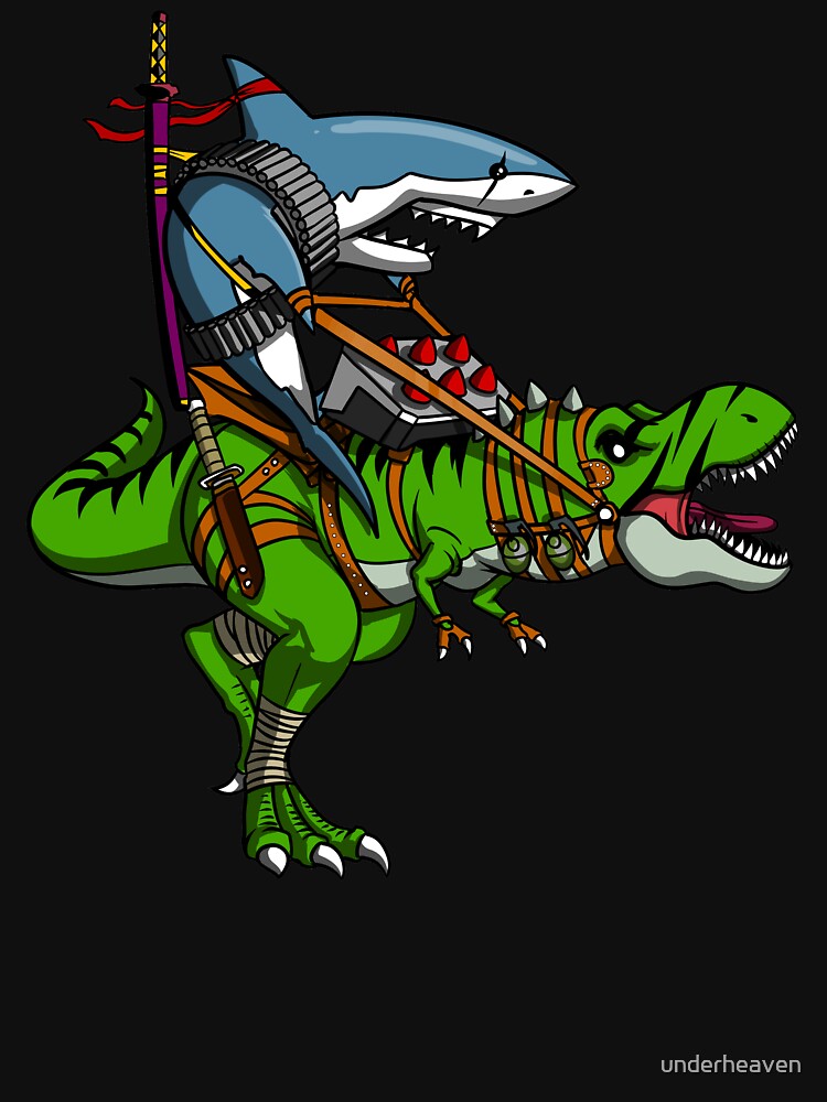 "Ninja Shark Riding T-Rex Dinosaur" T-shirt for Sale by underheaven ...