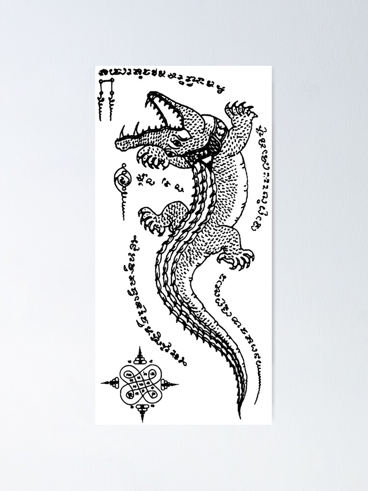 "Crocodile Sak Yant" Poster for Sale by Karunaaaa | Redbubble