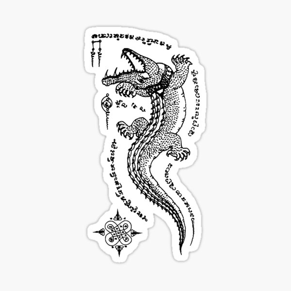 "Crocodile Sak Yant" Sticker for Sale by Karunaaaa | Redbubble
