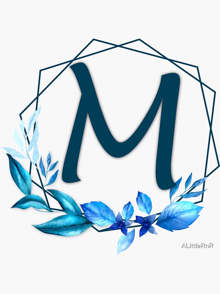 "Blue Monogram Wreath Letter M" Sticker for Sale by ALittleRnR | Redbubble