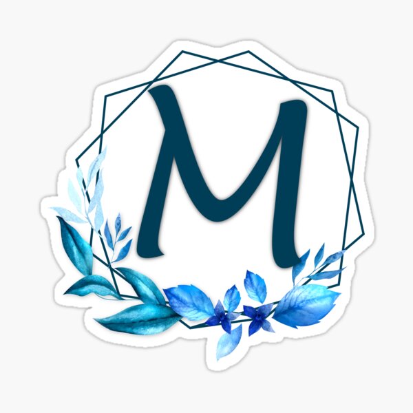 "Blue Monogram Wreath Letter M" Sticker for Sale by ALittleRnR | Redbubble