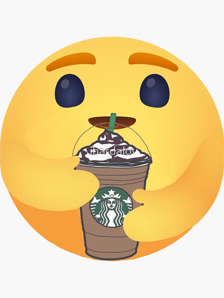 "Caring Emoji Hugging Coffee" Sticker for Sale by ihardalov | Redbubble