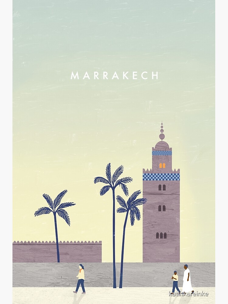 "Marrakech travel poster" Postcard by Katinka Reinke | Redbubble