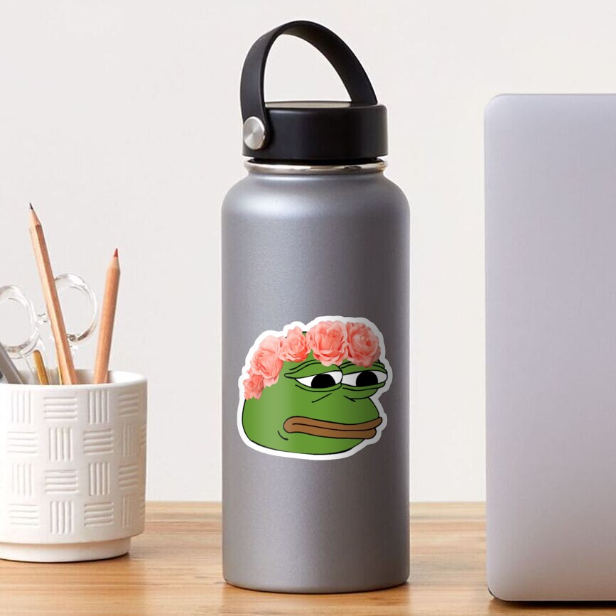 "Flower Crown Pepe Frog" Sticker by PennySoda | Redbubble