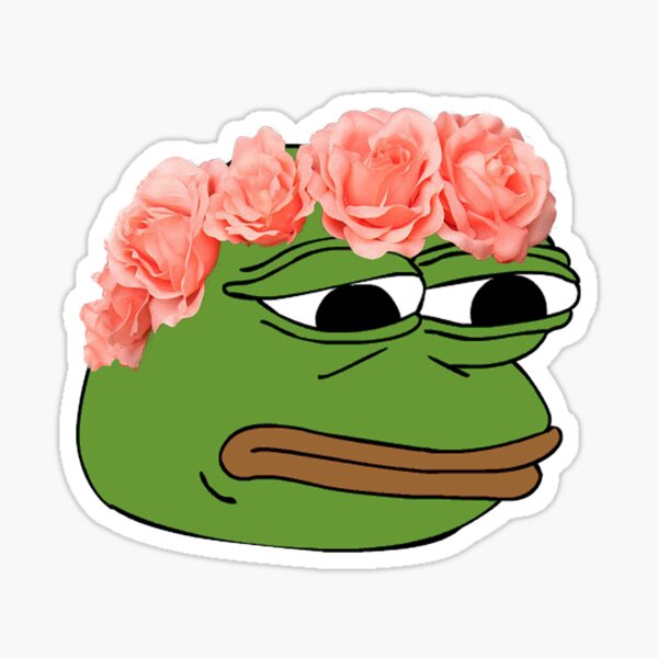 "Flower Crown Pepe Frog" Sticker by PennySoda | Redbubble