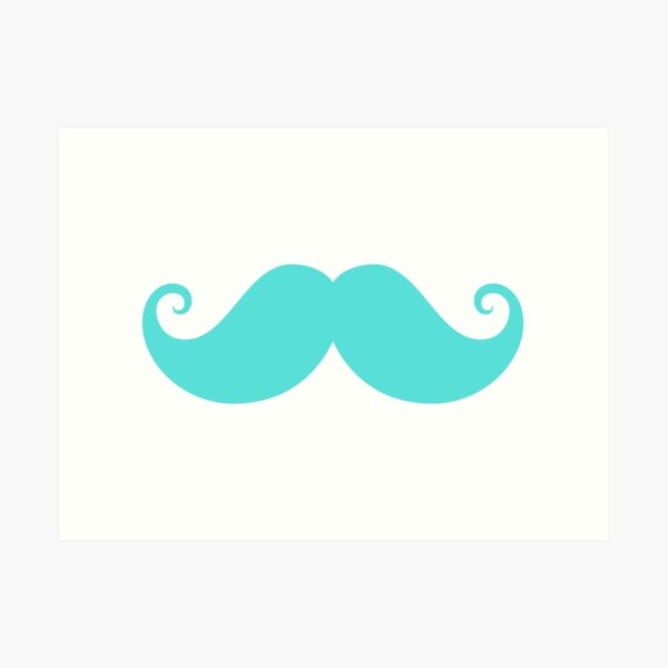 "Aqua blue handlebar mustache sticker" Art Print by Mhea | Redbubble
