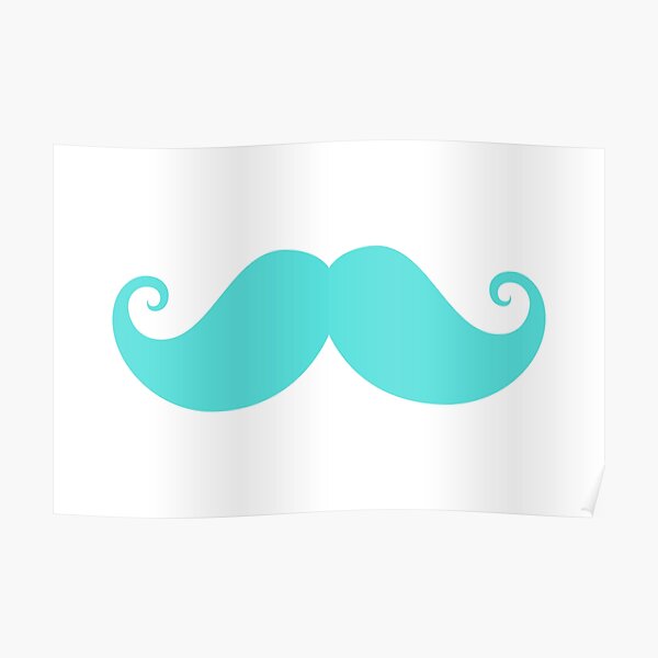 "Aqua blue handlebar mustache sticker" Poster for Sale by Mhea | Redbubble