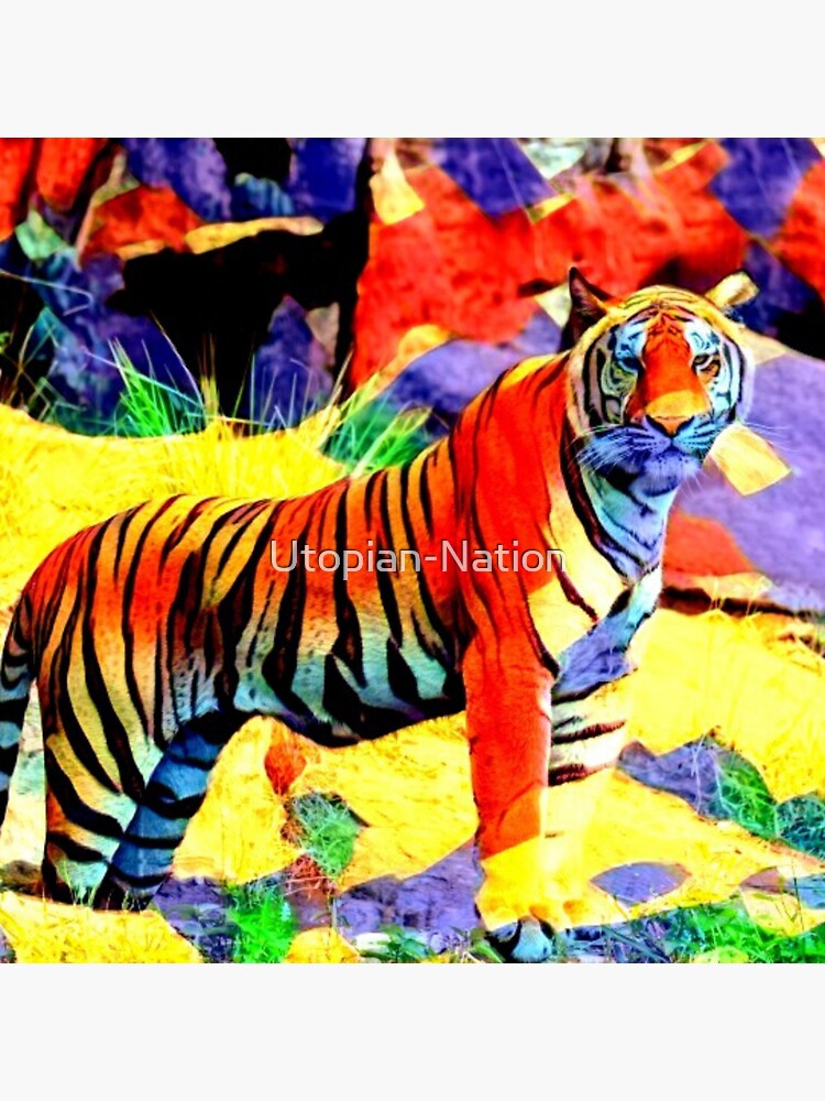 "Psychedelic Trippy Wild Tiger Art" Sticker for Sale by Utopian-Nation ...