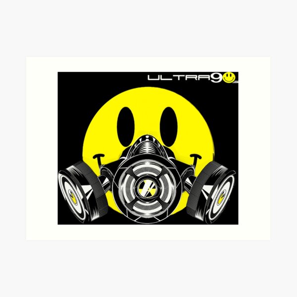 "Ultra 90s Gas Mask Smiley" Art Print by Ultra90s | Redbubble