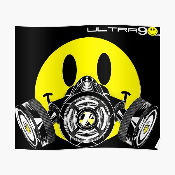 "Ultra 90s Gas Mask Smiley" Poster by Ultra90s | Redbubble