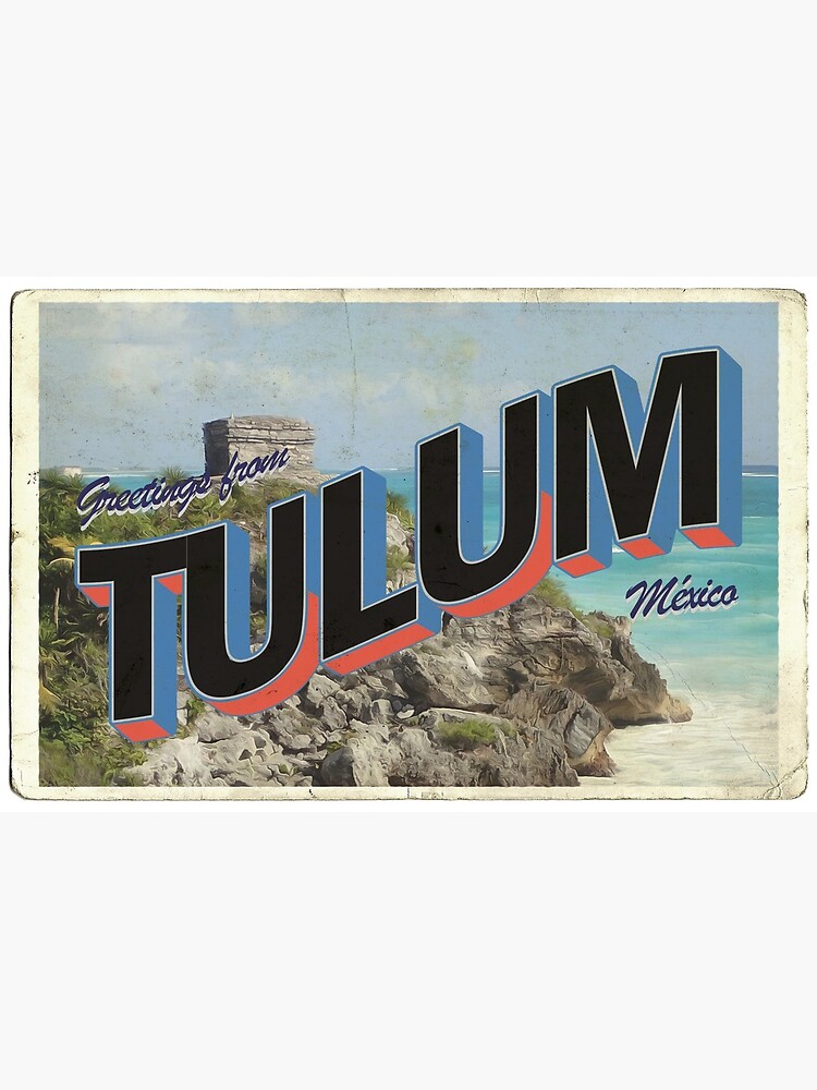 "Tulum, Mexico vintage travel postcard design" Postcard for Sale by ...