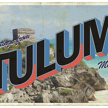 "Tulum, Mexico vintage travel postcard design" Postcard for Sale by ...