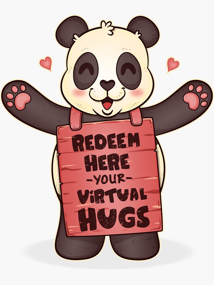 "REDEEM HERE YOUR VIRTUAL HUGS" Sticker for Sale by Skullpirates ...
