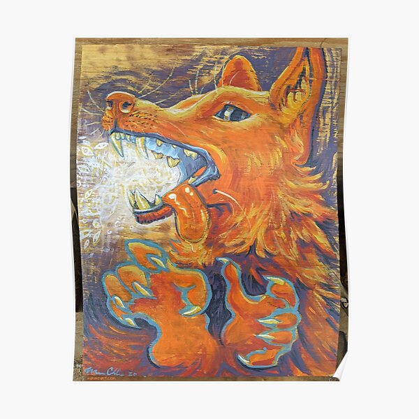 "Be an Animal - Expressive Snarly Wolf Painting" Poster for Sale by ...