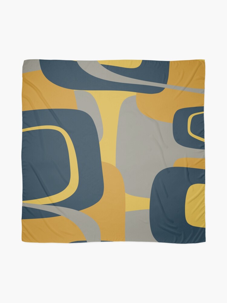 "Mid Century Modern Retro Abstract Pattern in Navy Blue, Mustard Yellow ...