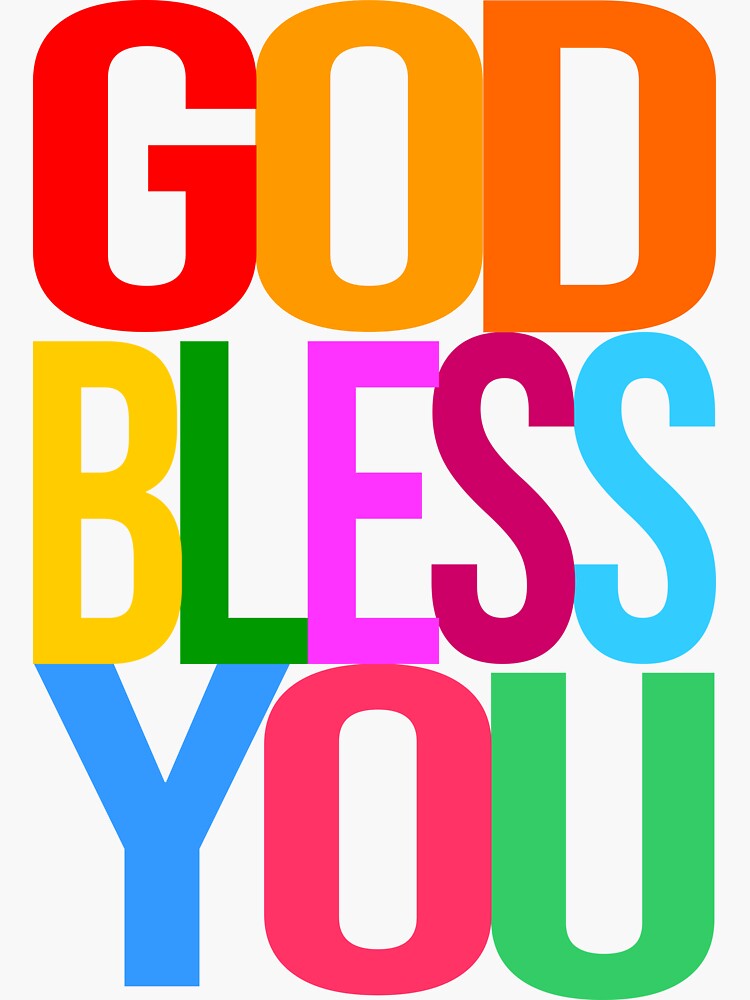 "Colorful Text God Bless You" Sticker by funnypixel | Redbubble