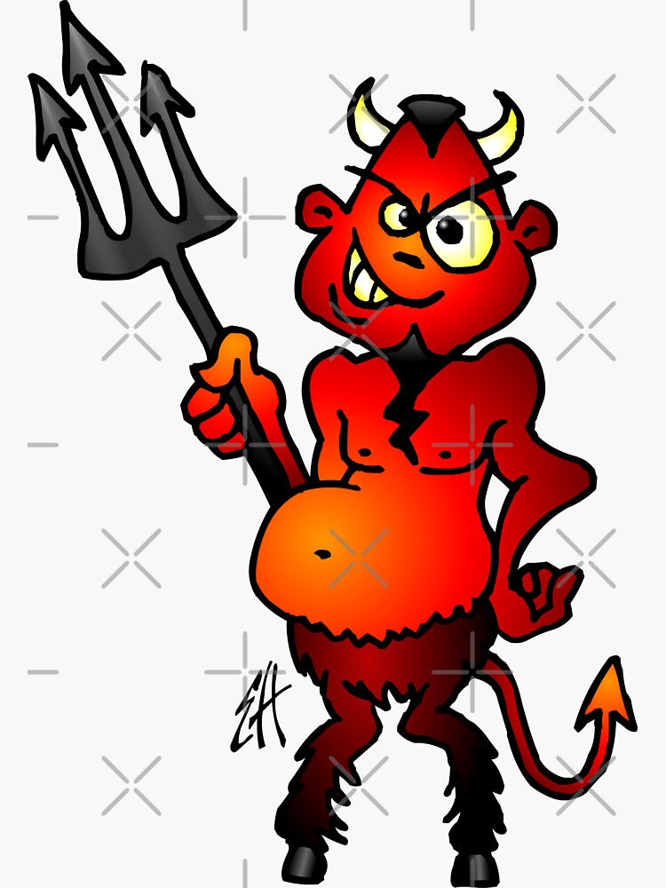 "Fat red devil" Sticker for Sale by cardvibes | Redbubble