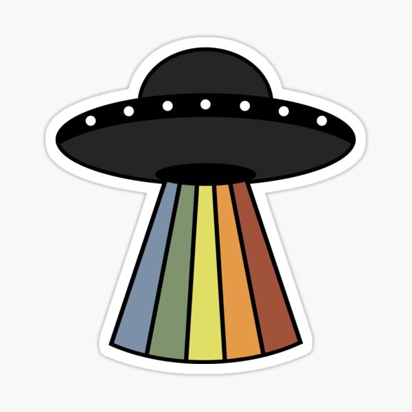 "Rainbow Spaceship UFO Graphic Design Cartoon Print" Sticker for Sale ...