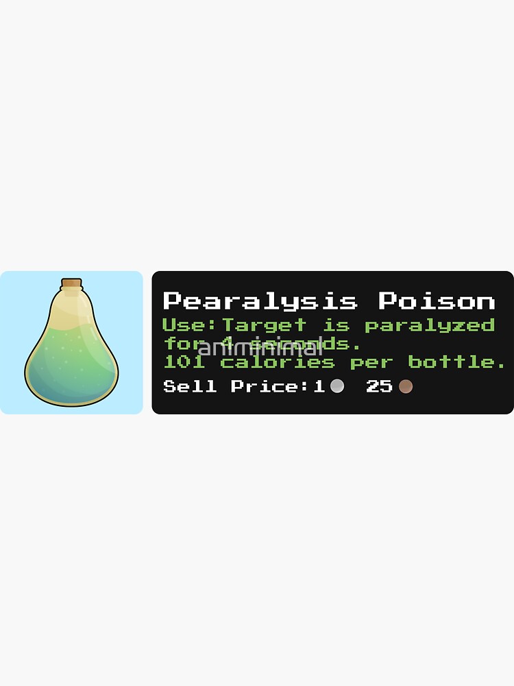 "Pear Paralysis Poison" Sticker for Sale by animinimal | Redbubble