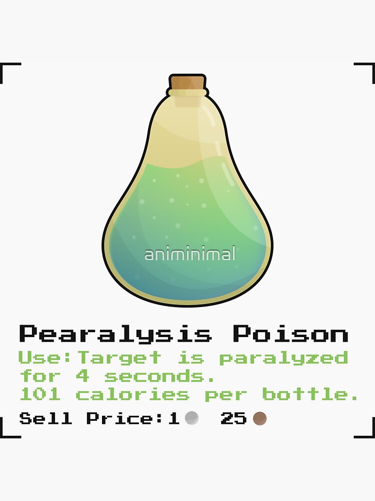 "Pear Paralysis Poison 3" Sticker for Sale by animinimal | Redbubble