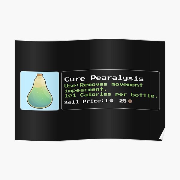 "Pear Paralysis Potion 2" Poster for Sale by animinimal | Redbubble