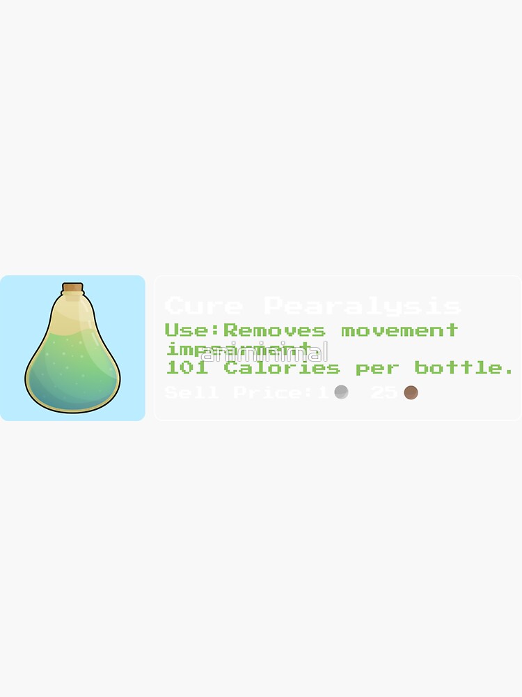 "Pear Paralysis Potion 2" Sticker for Sale by animinimal | Redbubble