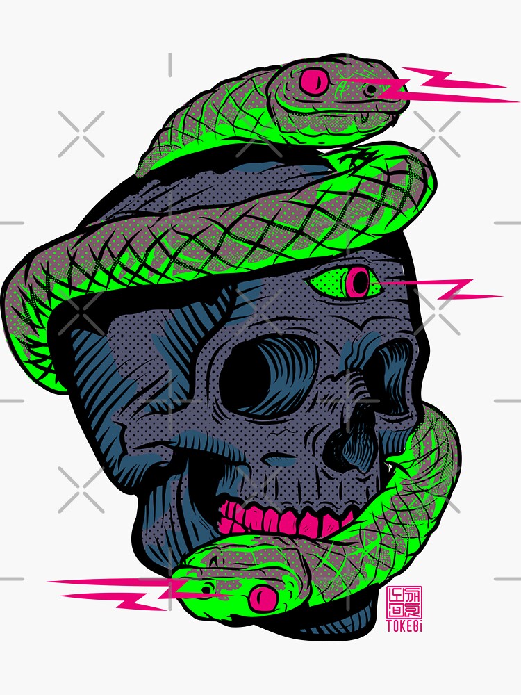 "Infinite Snake Skull Neon" Sticker for Sale by tokkebi | Redbubble