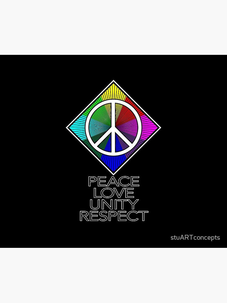 "peace love unity respect rainbow symbol black" Tapestry for Sale by ...