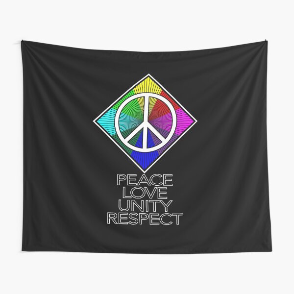 "peace love unity respect rainbow symbol black" Tapestry for Sale by ...