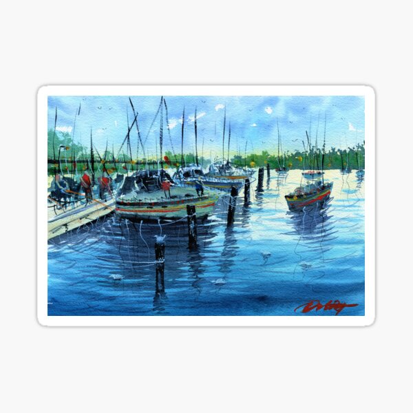 "Fremantle Boats 2" Sticker for Sale by darrenyeoart | Redbubble