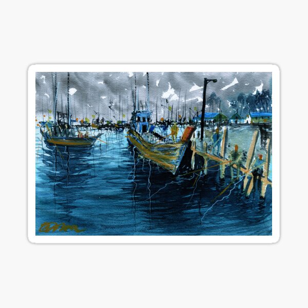 "Fremantle Boats 3" Sticker for Sale by darrenyeoart | Redbubble