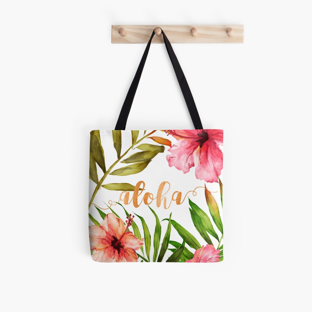 "Aloha Tropical Hawaiian Floral Watercolor" Tote Bag for Sale by ...