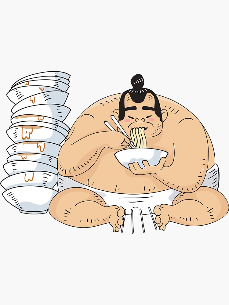 "Sumo Wrestler Eating Ramen" Sticker for Sale by soulcondiment | Redbubble