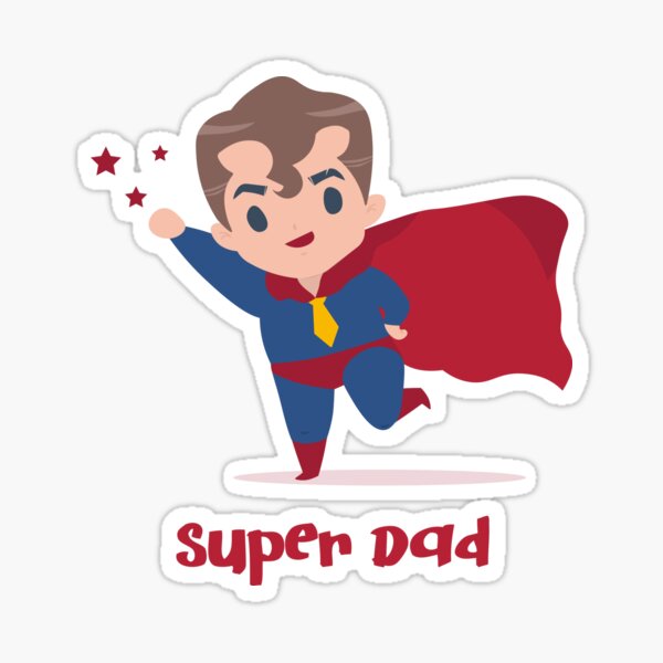Pegatina «Personaje de dibujos animados, super papá lindo día del padre internacional.» de ...