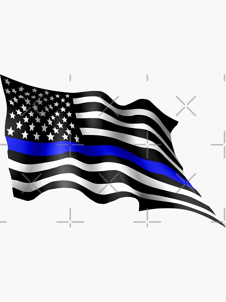 "Blue Line - Waving Flag (left side)" Sticker for Sale by ConjureOne ...