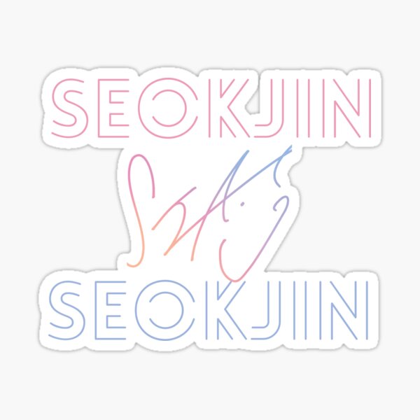 "BTS JIn Name Signatue" Sticker for Sale by blueoctober04 | Redbubble