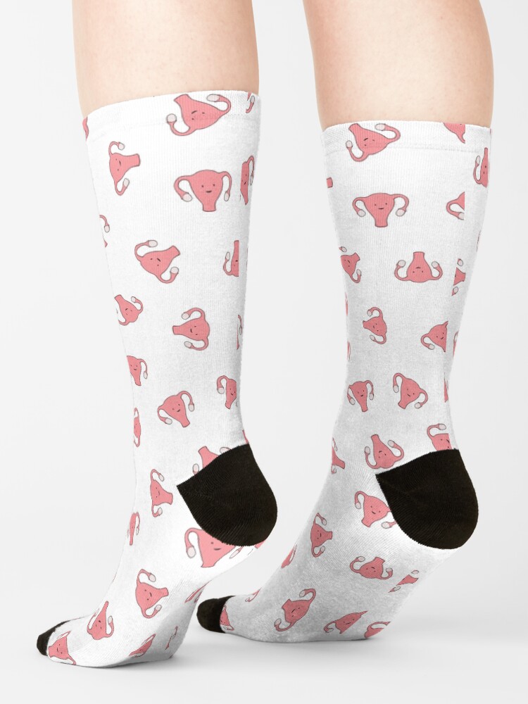 "Verrückte Happy Uterus in Weiß, kleine Wiederholung" Socken von ...