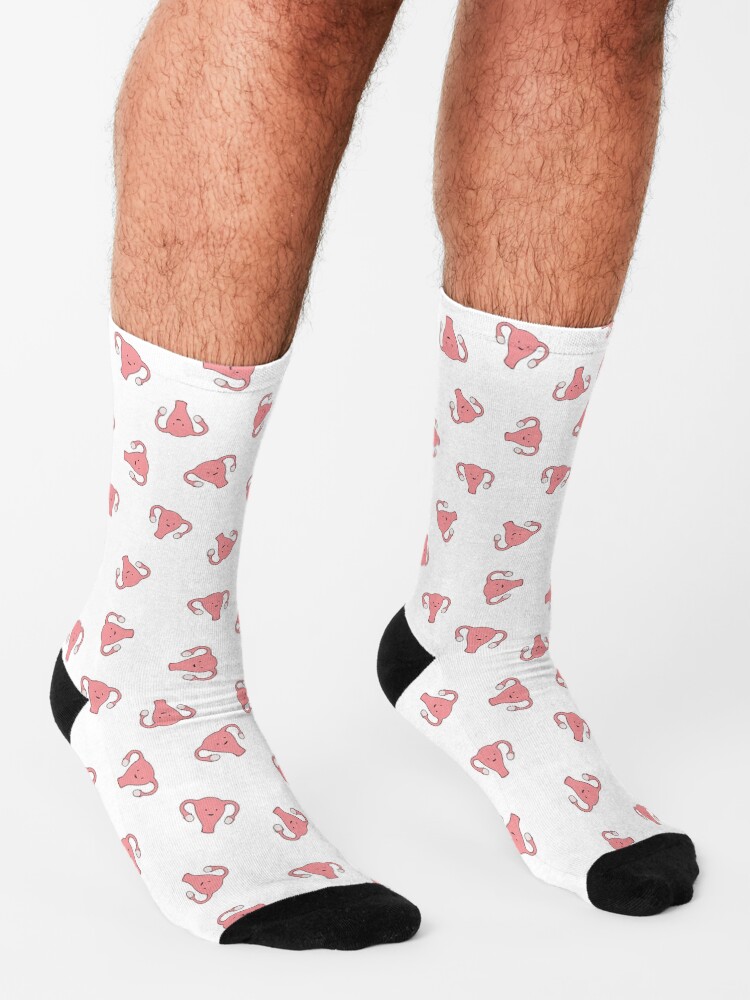 "Verrückte Happy Uterus in Weiß, kleine Wiederholung" Socken von ...