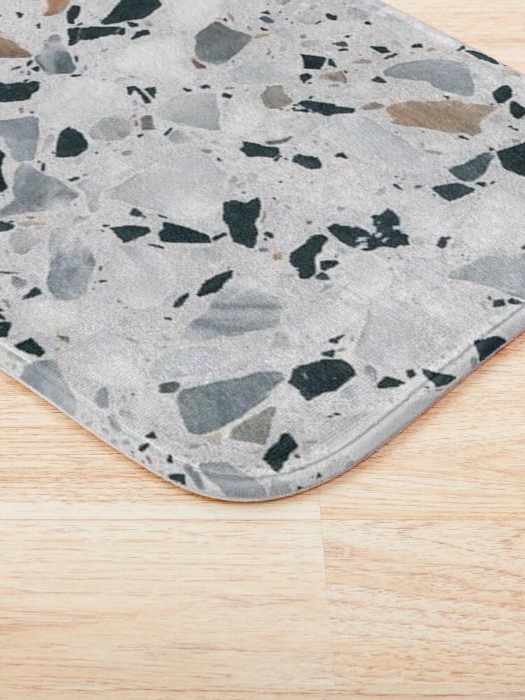 "Terrazzo black, white, grey and bronze" Bath Mat for Sale by hellcom ...