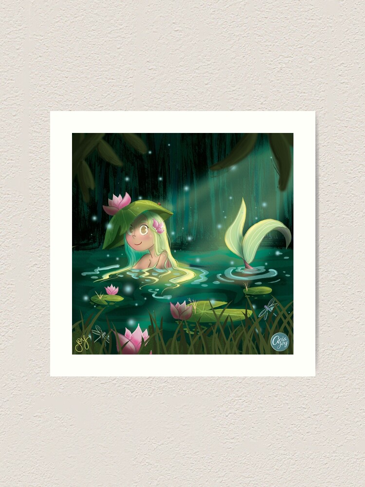 "Mermaid In A Lily Pond" Art Print for Sale by ariajoyart | Redbubble