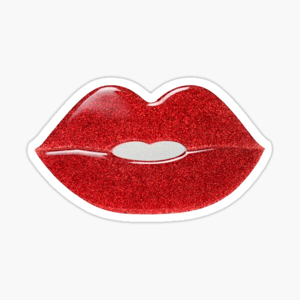 "Copy of Red lips with lipstick glitter" Sticker for Sale by ...