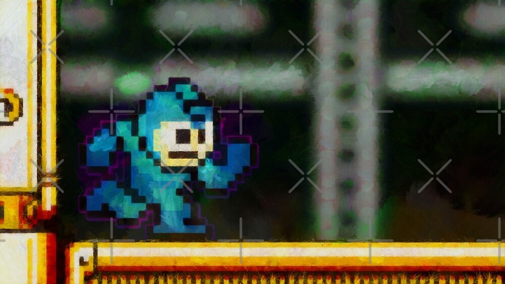 "Mega Man retro painted pixel art" by smurfted | Redbubble