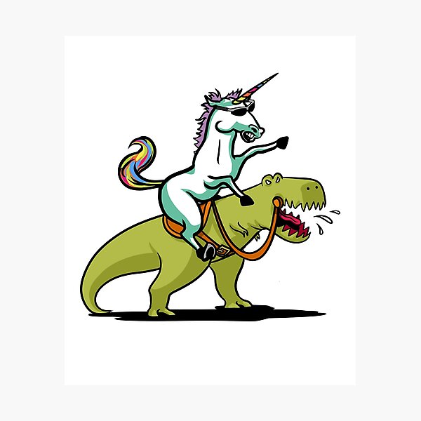 Unicorn Riding A Dinosaur Photographic Prints | Redbubble