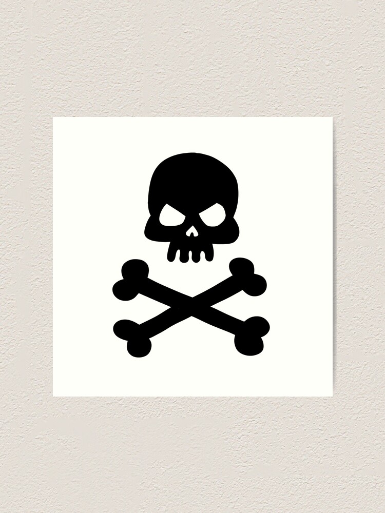 "Black and white simpel skull and bones pirate Jolly Roger logo. Black ...